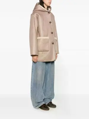 PENNYBLACK Hooded Shearling-trim Coat