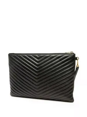 Saint Laurent 2019 Chevron Leather Monogram Document Holder Clutch Bag