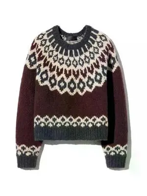 NILI LOTAN Isaline Fair Isle Cashmere Sweater - Red