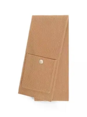 Sandro Ribbed-knit Pocket Scarf - Neutrals
