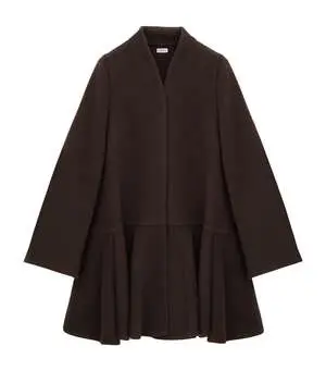 Loewe Wool-cashmere Peplum Coat - Brown