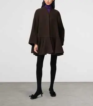 Loewe Wool-cashmere Peplum Coat - Brown
