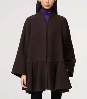 Loewe Wool-cashmere Peplum Coat - Brown