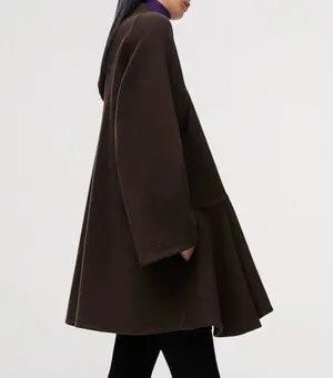 Loewe Wool-cashmere Peplum Coat - Brown
