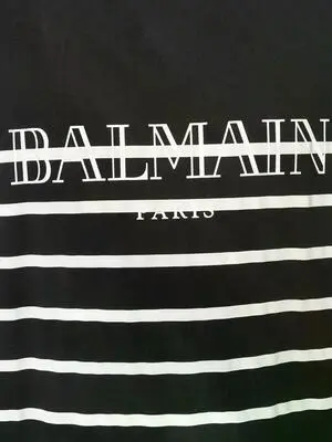 Balmain Logo Print Striped T-shirt
