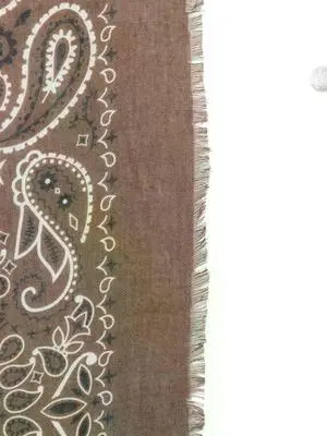 MC2 SAINT BARTH Foulard Maxi Paisley-print Frayed Scarf - Brown