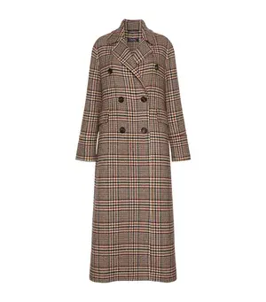 Max Mara Virgin Wool Check Trench Coat