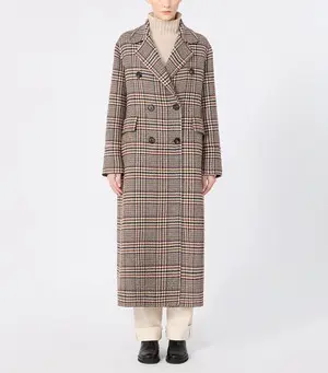 Max Mara Virgin Wool Check Trench Coat