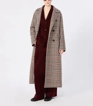 Max Mara Virgin Wool Check Trench Coat
