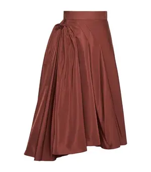 Max Mara Pleated Asymmetric Midi Skirt