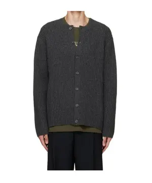Helmut Lang Long-sleeve Knit Cardigan - Graphite Gray