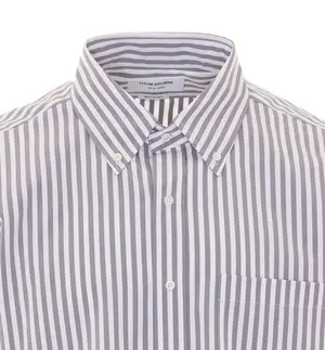 Thom Browne Striped Short Sleeve Shirt - Medium Grey