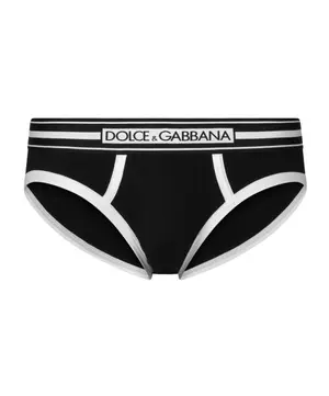 Dolce & Gabbana Logo-waistband Jersey Trunks - Black