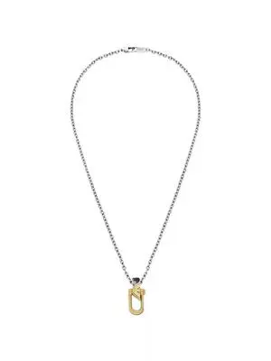 Emporio Armani Logo-pendant Cable-link Necklace - Silver