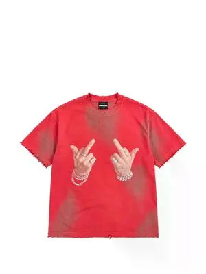 WARMAN Graphic-print Distressed T-shirt - Red