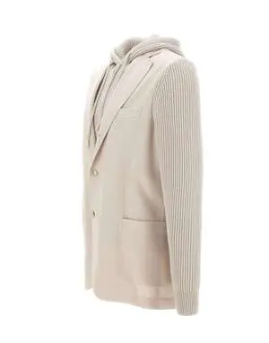 Eleventy Hooded Knit-sleeve Jacket