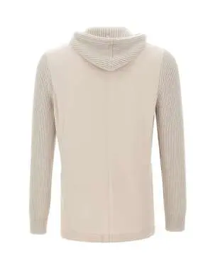 Eleventy Hooded Knit-sleeve Jacket