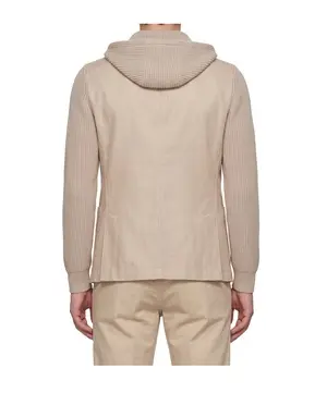 Eleventy Hooded Knit-sleeve Jacket