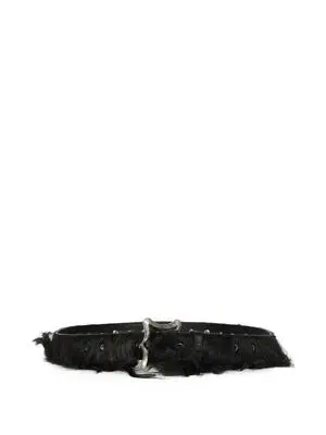 THUG CLUB Maine Faux-fur Studded Belt - Black