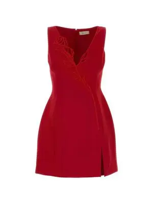 Blumarine Rose-embroidered Sleeveless Mini Dress