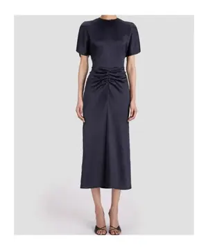 Victoria Beckham Bela Ruched Sleeve Midi Dress - No