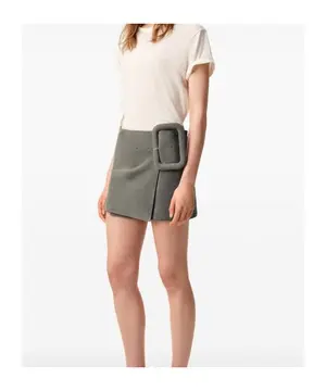 AMI Paris Big Buckle Belted Mini Skirt
