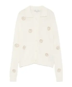 Stine Goya Snail-embellished Polo-collar Cardigan