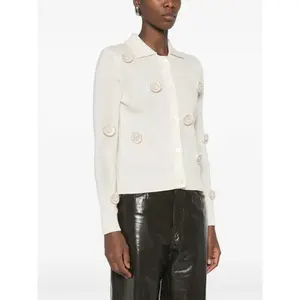 Stine Goya Snail-embellished Polo-collar Cardigan