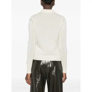 Stine Goya Snail-embellished Polo-collar Cardigan