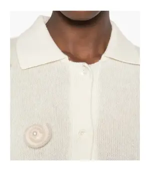 Stine Goya Snail-embellished Polo-collar Cardigan