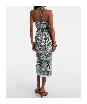 Farm Rio Miranda Intarsia Knitted Midi Skirt
