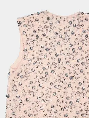 Rabanne Sequined V-neck Top - Pink