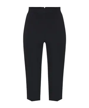 Elisabetta Franchi Trousers In Lightweight Crêpe And Satin Fabrics - Black