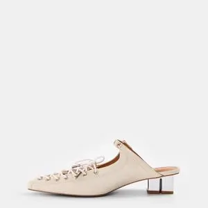 GANNI Lace Heeled Mules - Nude