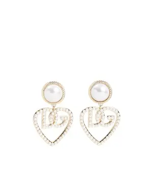 Dolce & Gabbana Dolce Gabbana Heart Pendant Embellished Earrings