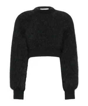 Max Mara Mélange Mohair Cropped Jumper Dark Grey - Dark Gray