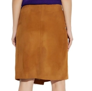 AMI Paris Large Buckle Belt Midi Leather Skirt