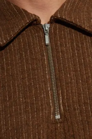 SONG FOR THE MUTE Half-zip Ribbed-knit Sweater