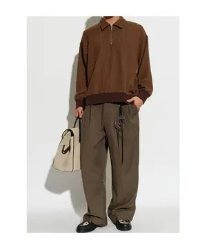 SONG FOR THE MUTE Half-zip Ribbed-knit Sweater