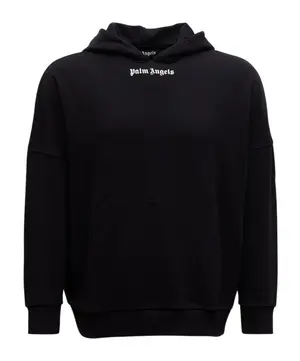 Palm Angels Logo Printed Hoodie - Black