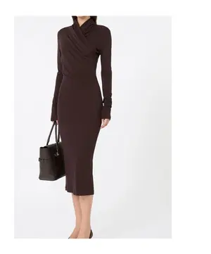 Max Mara Slim Fluid Jersey Dress - Dark Brown