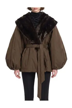 Magda Butrym Faux Fur Collar Belted Jacket