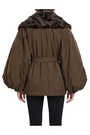 Magda Butrym Faux Fur Collar Belted Jacket