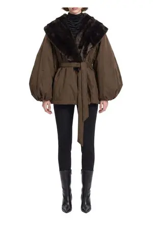 Magda Butrym Faux Fur Collar Belted Jacket