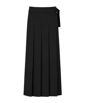 P.a.r.o.s.h Belted Pleated Midi Skirt - Black
