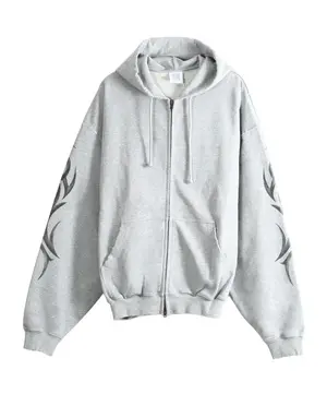 Vetements Graphic-print Zip-up Hoodie - Grey