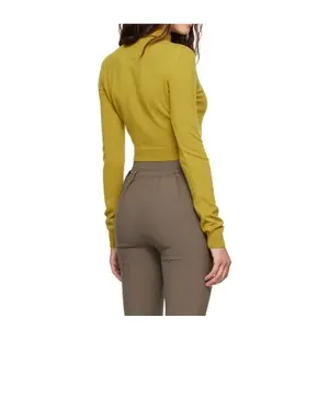 MUGLER Cashmere Cropped Polo Top