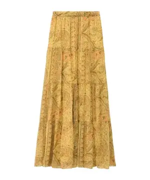 Ba&sh Cali Paisley-print Tiered Maxi Skirt - Yellow