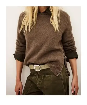 Ba&sh Ribbed-trim Sweater With Zipper Detail - Brown