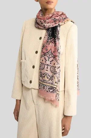 Etro Wool-blend Scarf With Floral Motif